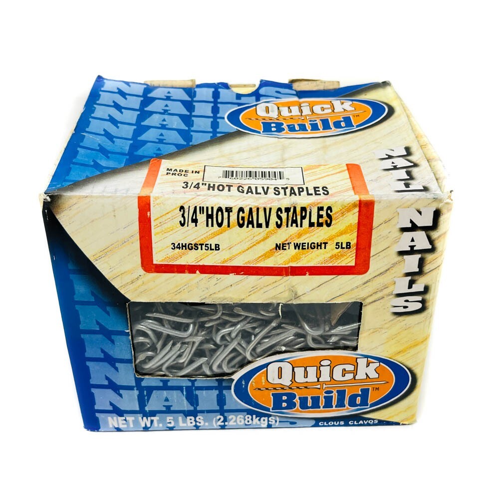 Quick Build 34HGST5LB Hot Dip Galvanized Poultry Staples 9ga 3/4 in - 5 ...