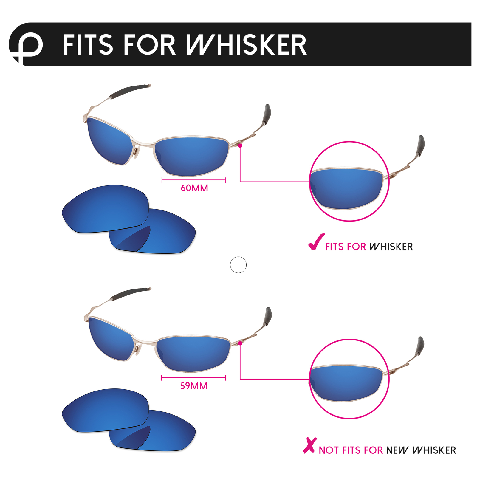 PapaViva Polycarbonate Replacement Lense For-Oakley Whisker Sunglasses ...