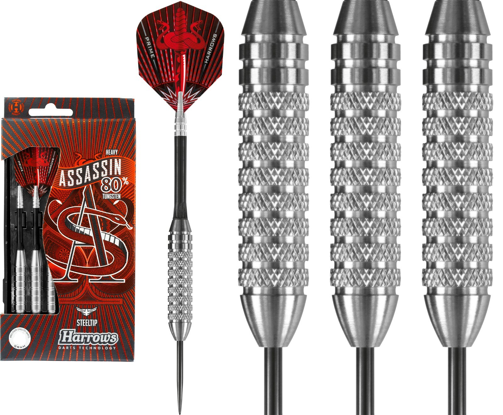 Harrows Assassin Darts - Steel Tip 80% Tungsten - Heavy Weight - 27g to ...