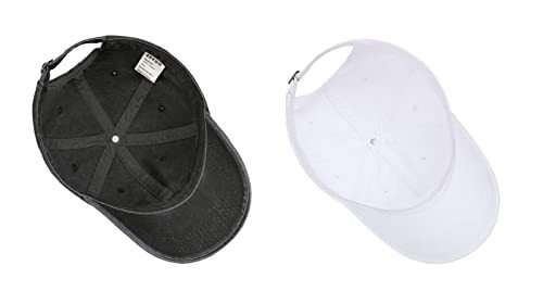 Vintage Washed Cotton Plain Baseball Caps Medium-Large 2pk Black&white ...