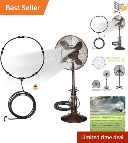Outdoor Misting Fan Kit 19FT Brass Nozzles Patio Cool Water Spray ...