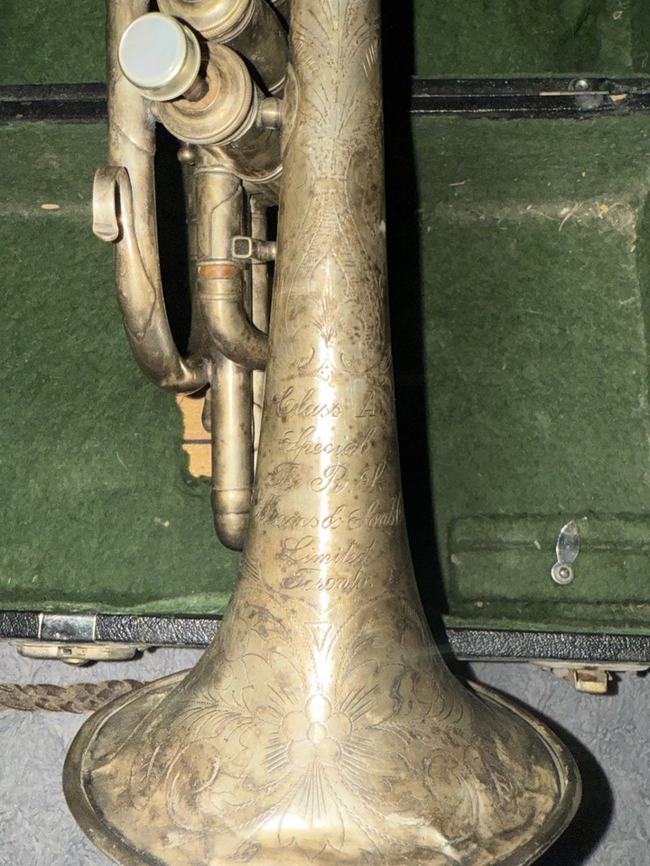 J.W. Pepper Silver Brass Cornet with Engraved Bell and Original Case | eBay