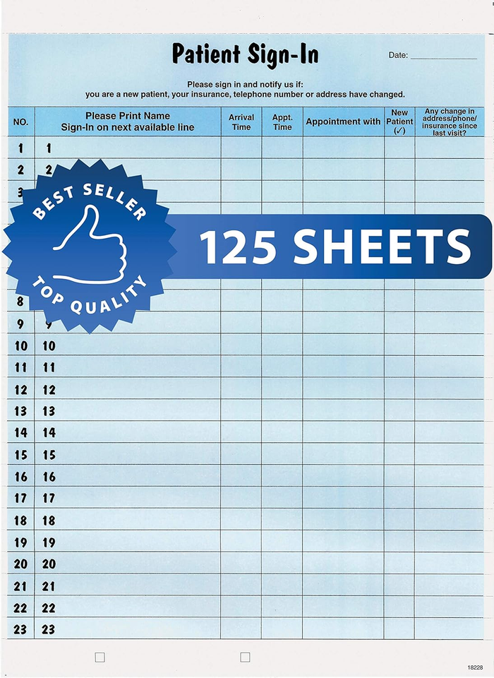 Patient Sign-In Label Forms, 8-1/2" X 11" Form, Blue, 23 Labels/Sheet ...