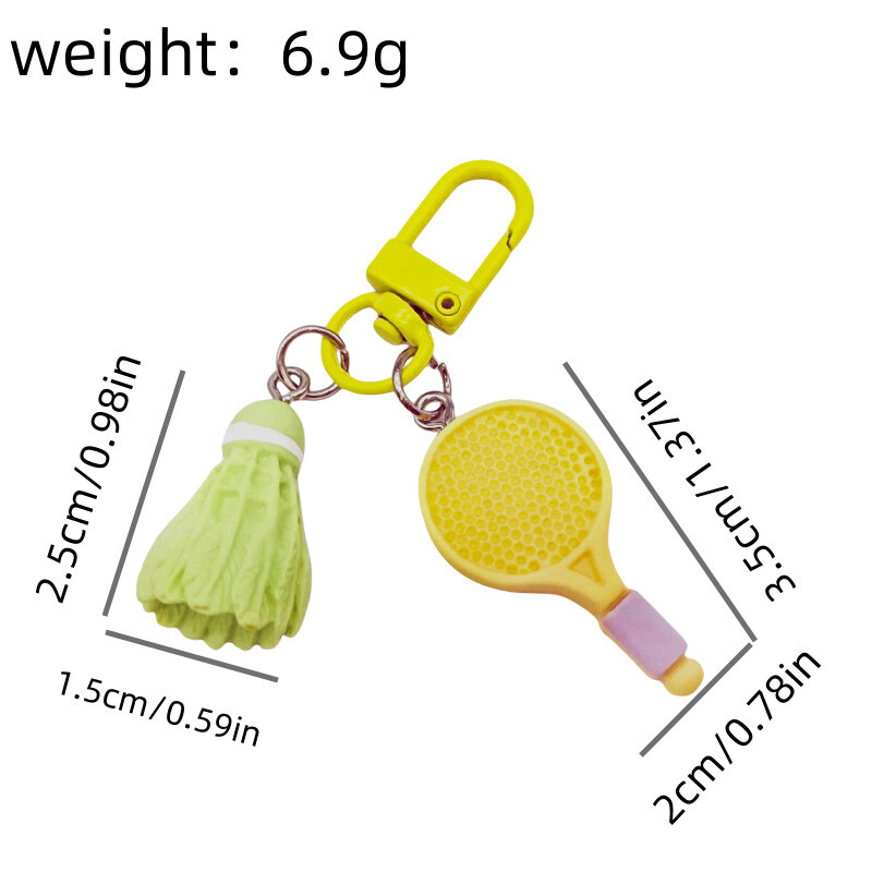 1PC Cute Badminton Badminton Racket Keychain Backpack Car Key Ring ...