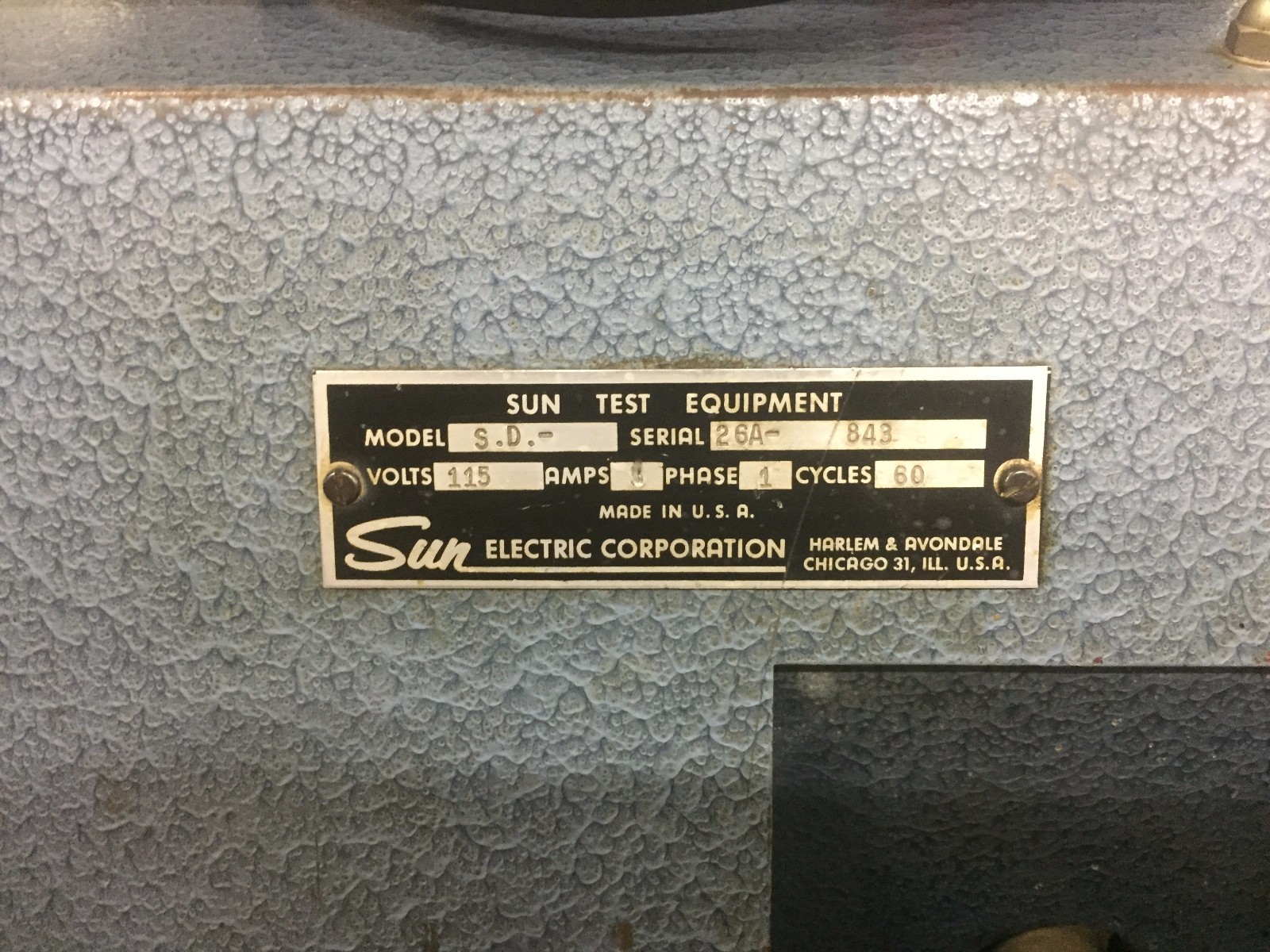 SUN DISTRIBUTOR MACHINE SUN IGNITION SIMULATOR SUN ANALYZER SUN ...