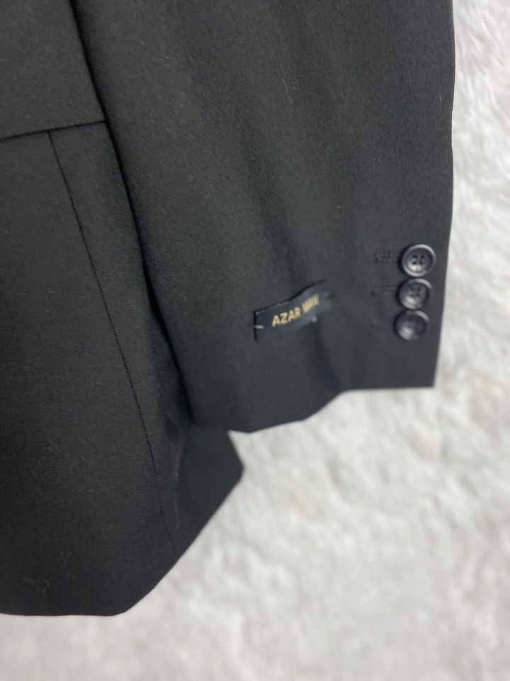 Slim Fit Suit 2 Button Solid Black AZAR MAN Flat Front Pants 32R Jacket ...