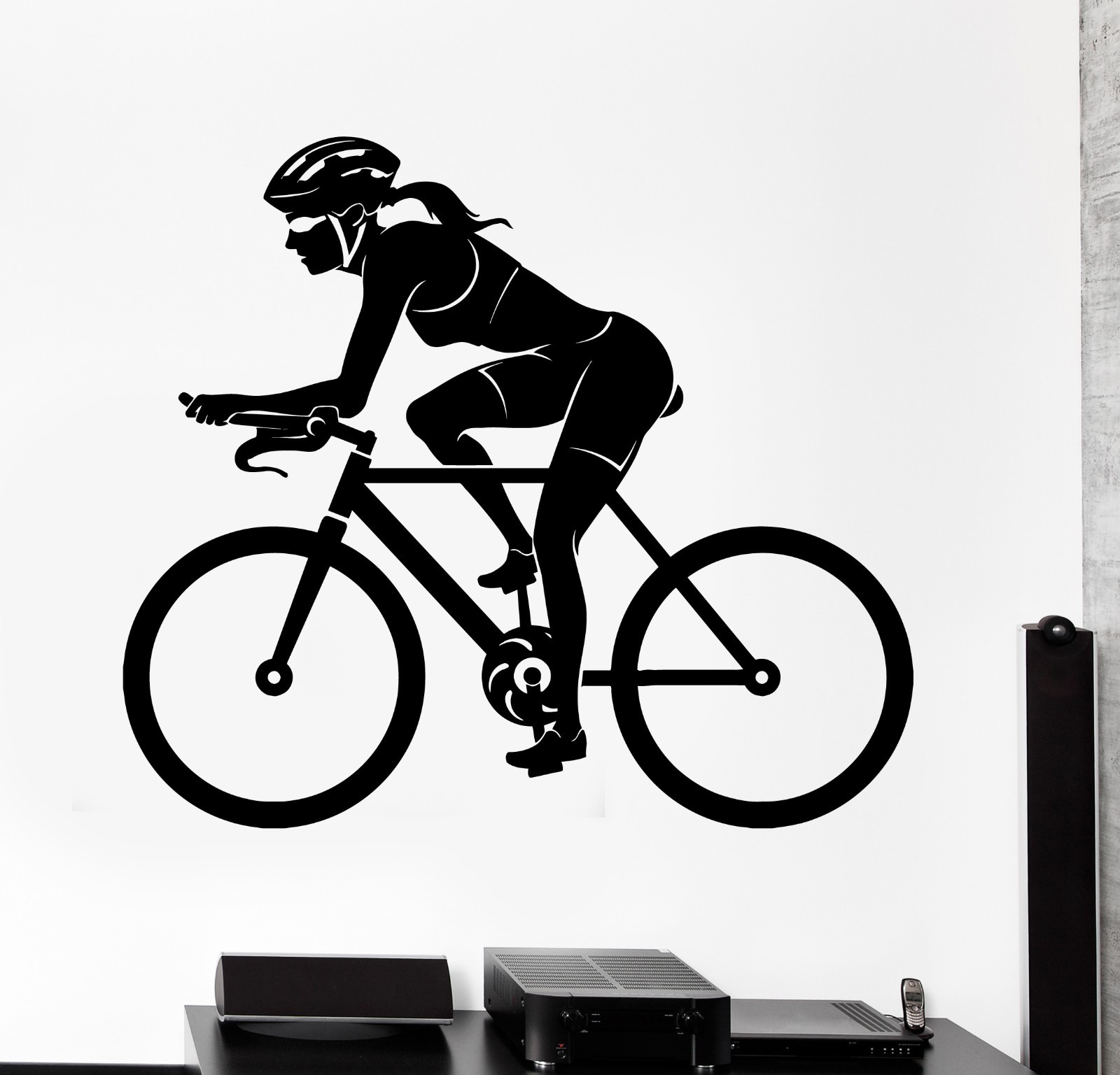 Wall Sticker Sport Bike Bicycle Woman Female Cyclist Vinyl Decal (z3004 ...