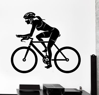 Wall Sticker Sport Bike Bicycle Woman Female Cyclist Vinyl Decal (z3004 ...