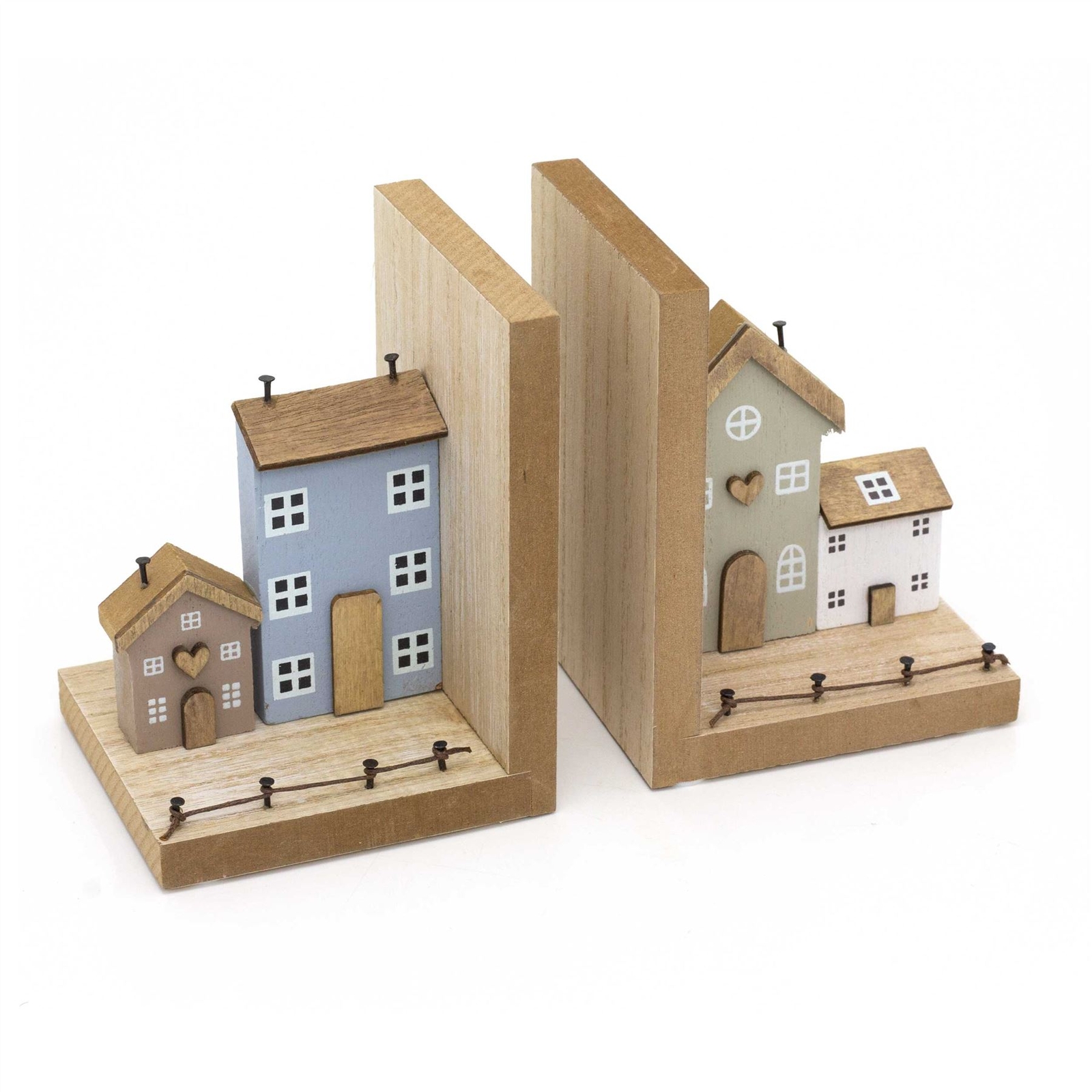 Pair of Shabby Chic Wooden Houses Bookends for Shelves | Set Of 2 Shelf ...
