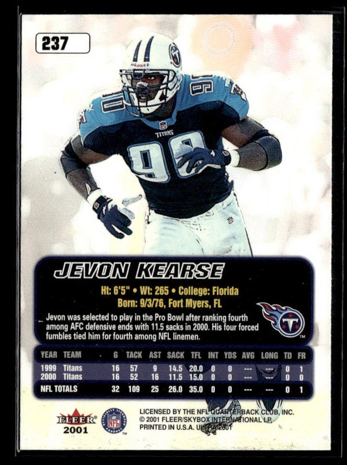 2001 Ultra Football Jevon Kearse #237 Tennessee Titans | eBay
