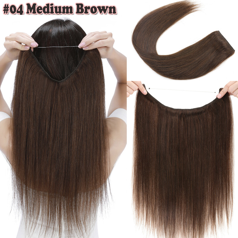Invisible Wire In Real Thick Human Hair Extensions Hidden Headband Hair ...