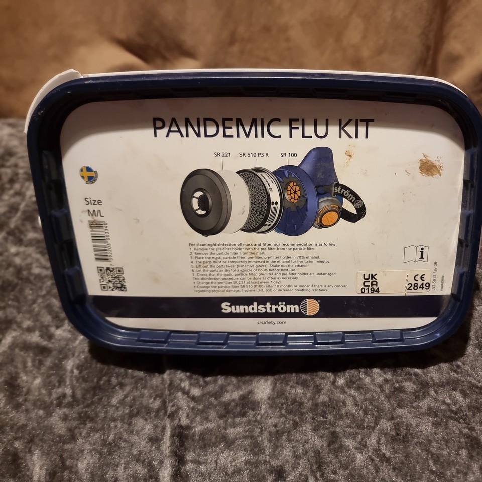 Sundstrom SR100 Pandemic Flu Kit Half Mask (S/M) with 99.99% Reusable ...