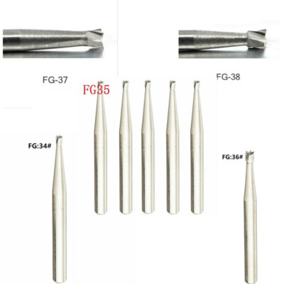 10 Pcs Dental High Speed Handpiece Carbide Burs Inverted Cone FG 34/35 ...