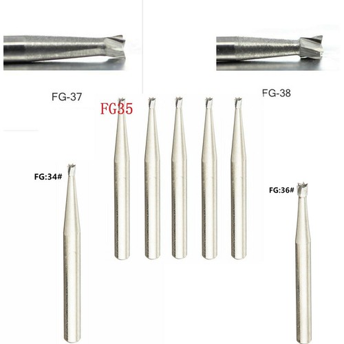 10 Pcs Dental High Speed Handpiece Carbide Burs Inverted Cone FG 34/35 ...