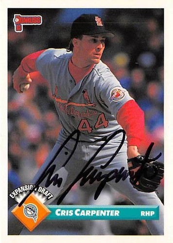 Cris Carpenter autographed baseball card (Marlins Cardinals) 1993 ...
