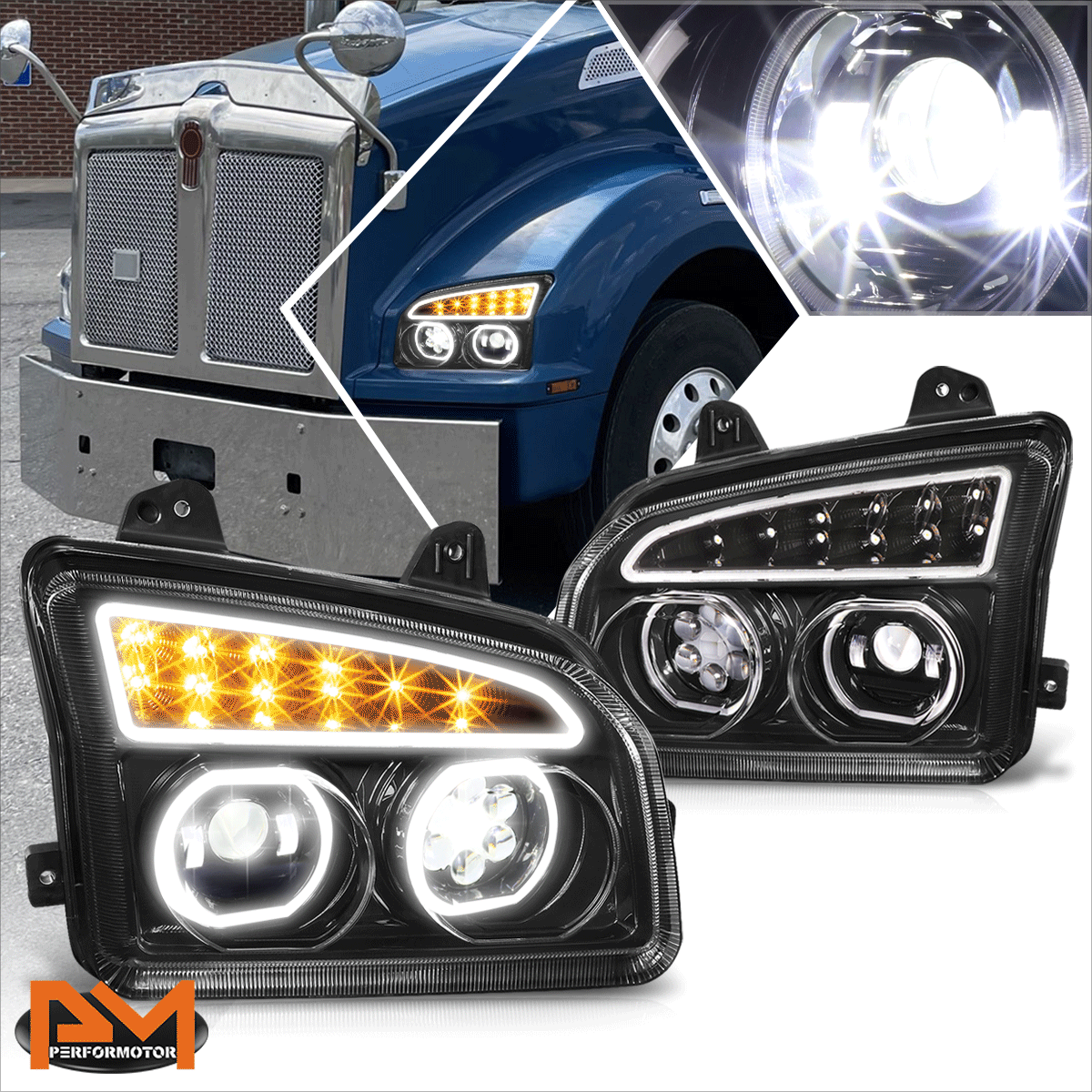 For 19-24 Kenworth T880 Amber LED Sequential Turn Signal Projector ...