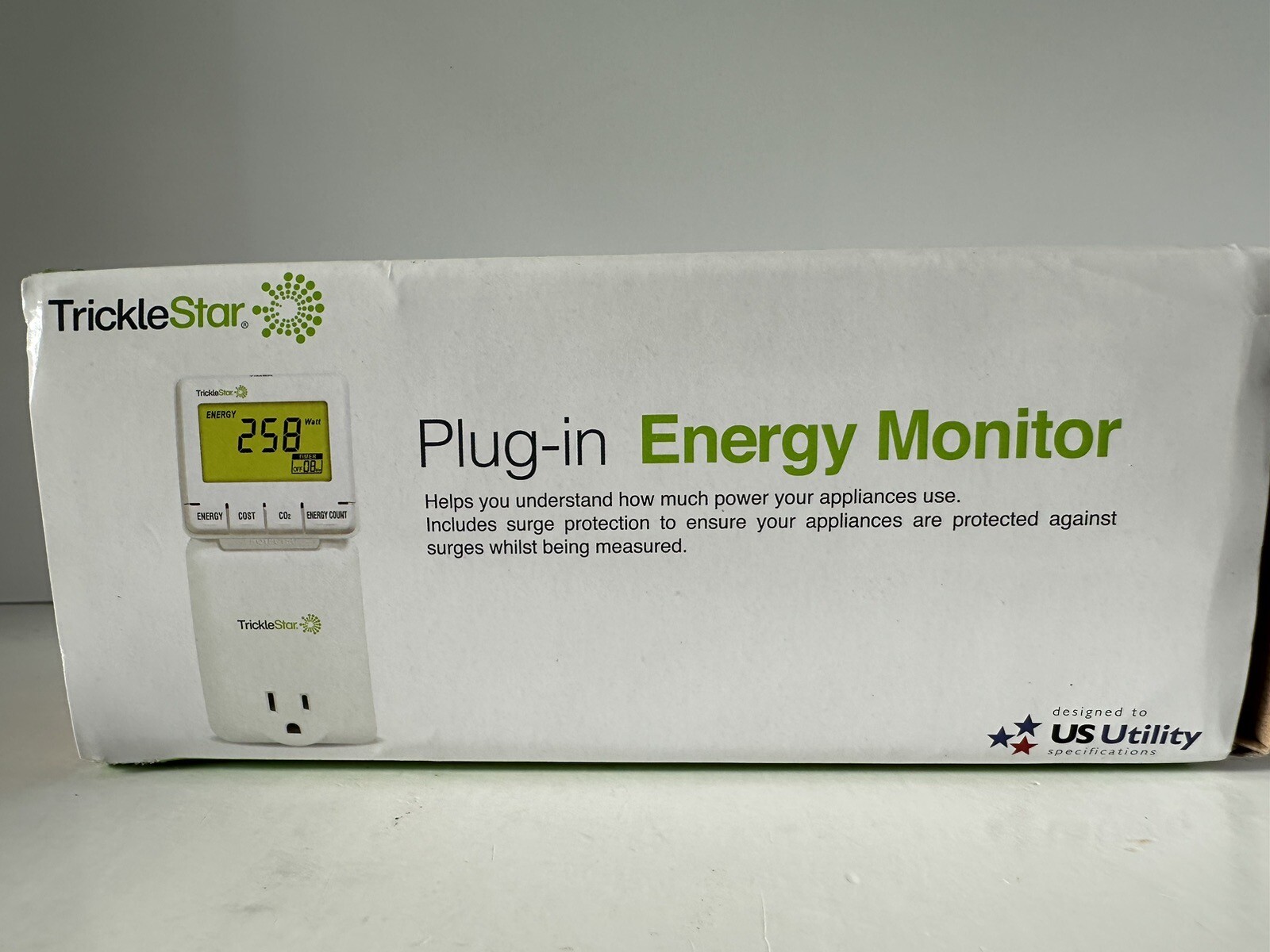 TrickleStar Plug-In Energy Monitor 890EM-US-W Watt Meter Digital ...
