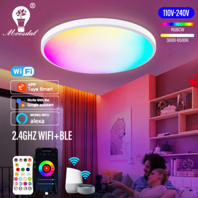 Luz LED Redonda para Techo, Inteligente con WIFI, Regulable RGBCW Luz ...