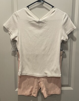 Women’s Skims Size Large Set Cream Short Sleeve Top And Peach Shorts | eBay