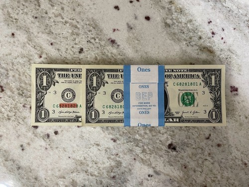 Palindrome within 100 ($1) DOLLAR BILLS - UNCIRCULATED SEQUENTIAL BEP ...