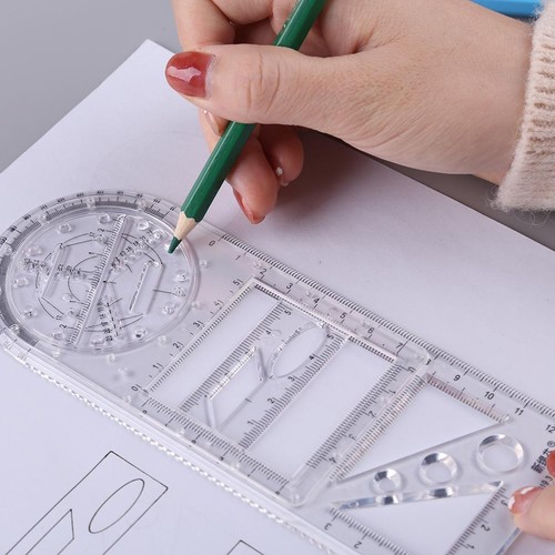 Multifunctional Geometric Ruler Plastic Circle Ellipse Drawing Ruler ...