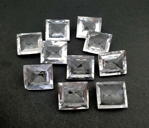 Natural Rock Crystal Quartz Octagon Checker Cut Gemstone 3 Pcs 22x25 MM ...
