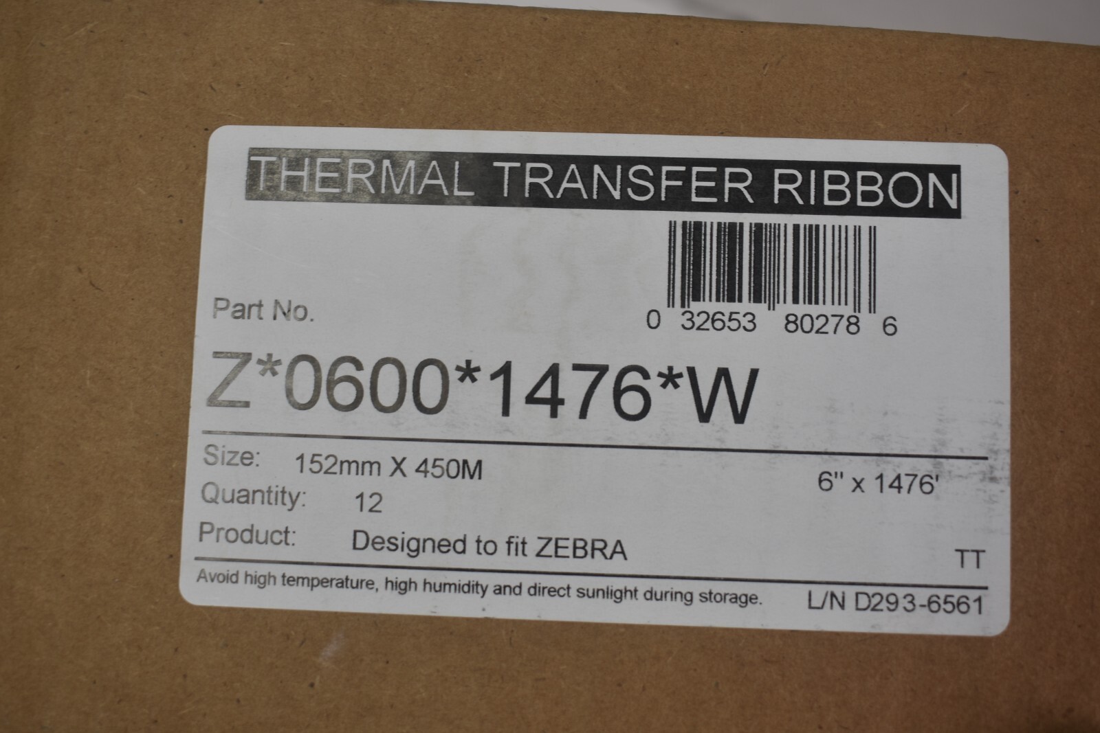 Thermal Ribbon Wax 6" x 1476' Compatible with Zebra & Intermec Printers ...