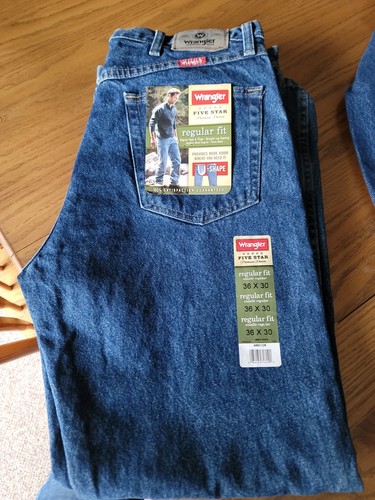 Mens Wrangler Jeans Regular Fit 36x30 NWT Dark Wash Cowboy Ranch 36 30 ...