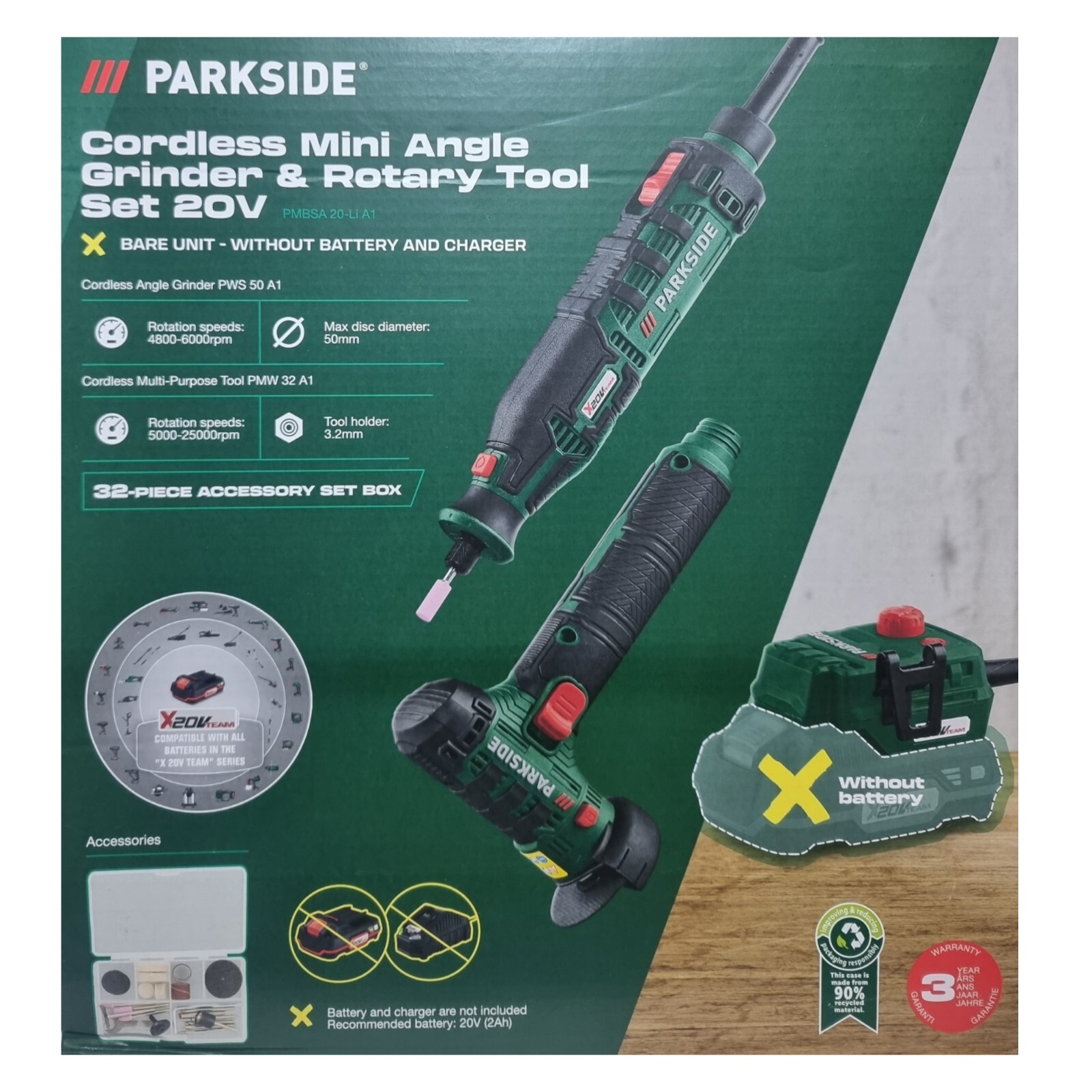 Parkside 20V Cordless 2in1 Mini Angle Grinder & Rotary Tool Set | eBay UK