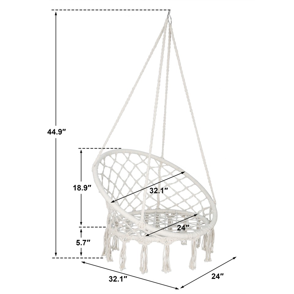 Cotton Hanging Rope Hammock Chair Swing Round Indoor Outdoor Home ...