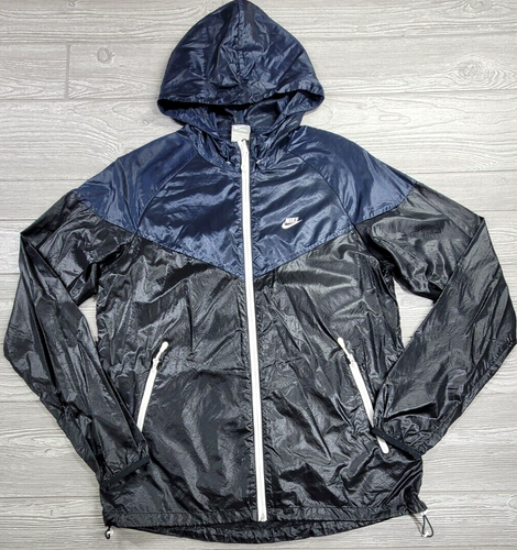Nike Windrunner Jacket Windbreaker Nylon Glanz Lightweight Blue Black M RARE | eBay
