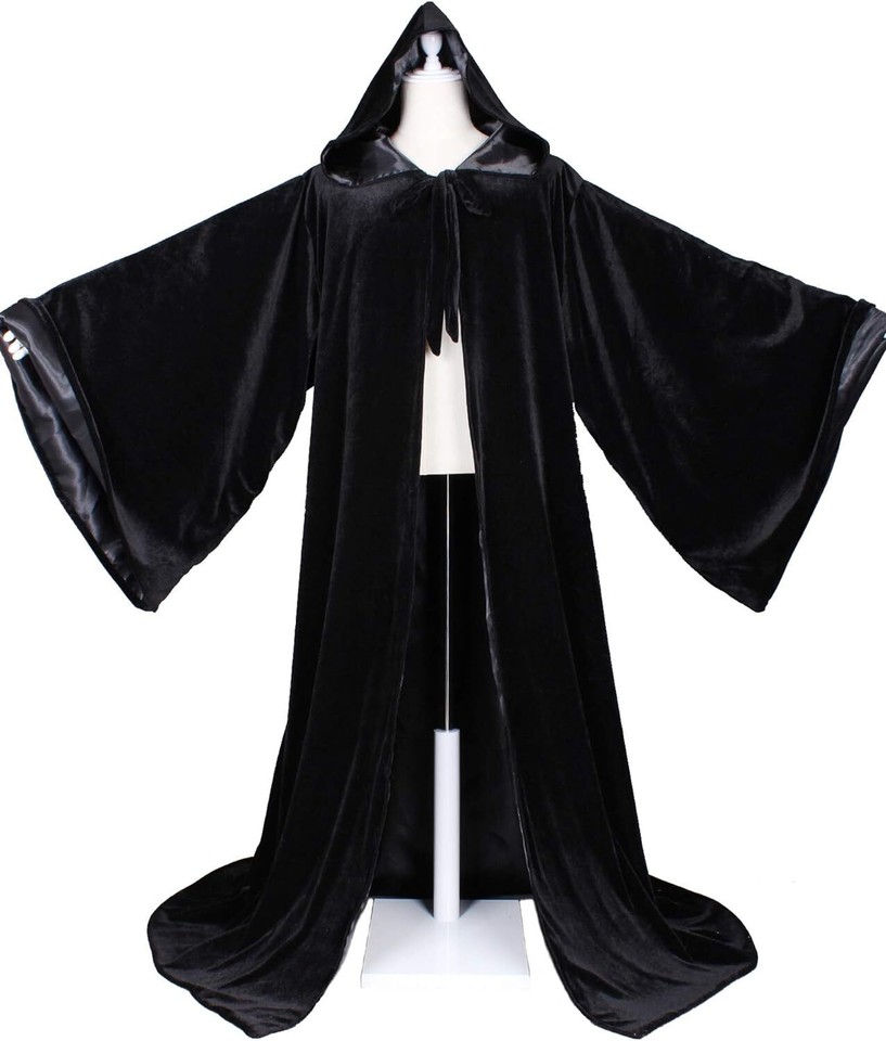 Velvet Wizard Robe with Satin Lined Hood and Sleeves | eBay