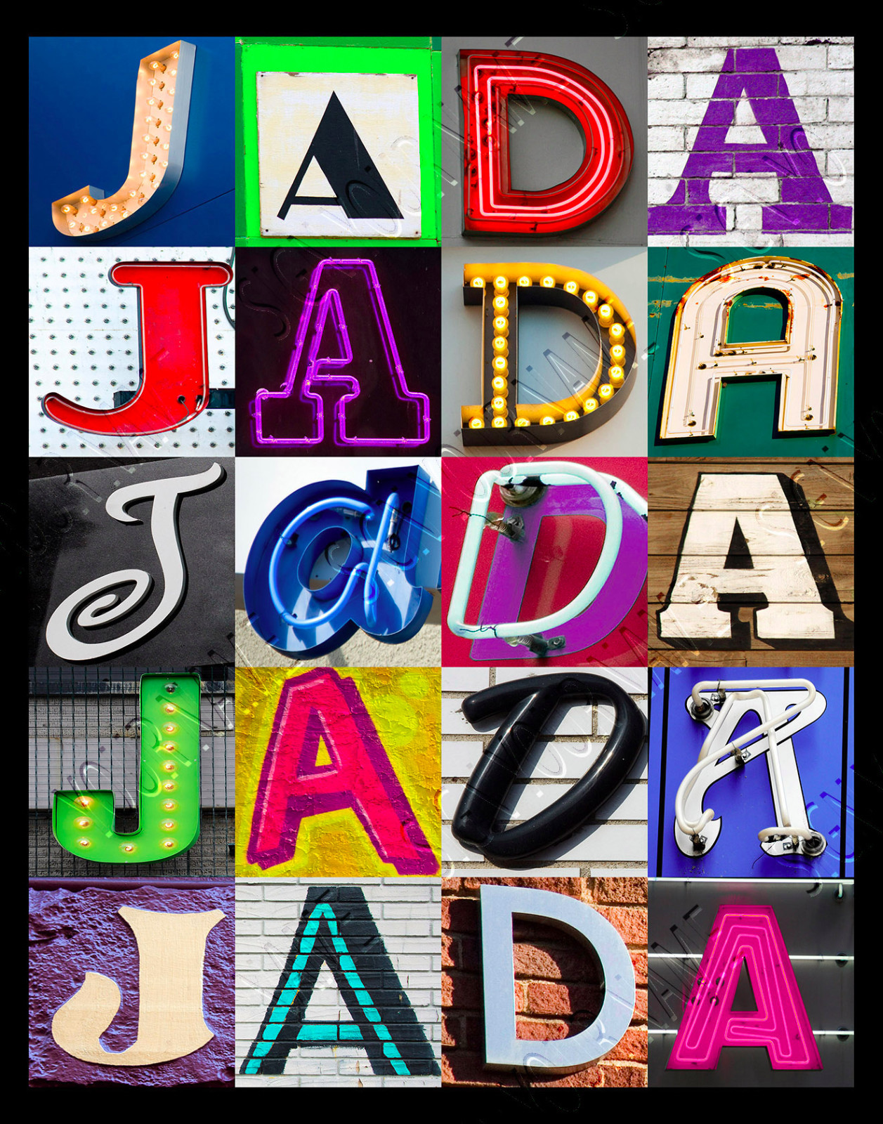 JADA Name Poster featuring photos of actual sign letters | eBay
