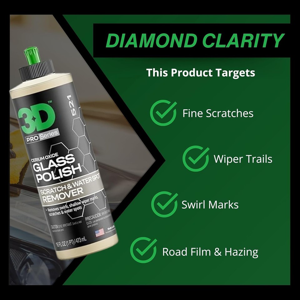 3D Glass Polish Cerium Oxide Scratch Remover Car Window Clarity 16oz | eBay