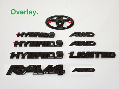 9PCS KIT 2019-2023 TOYOTA RAV4 HYBRID LIMITED GLOSS BLACK EMBLEM ...