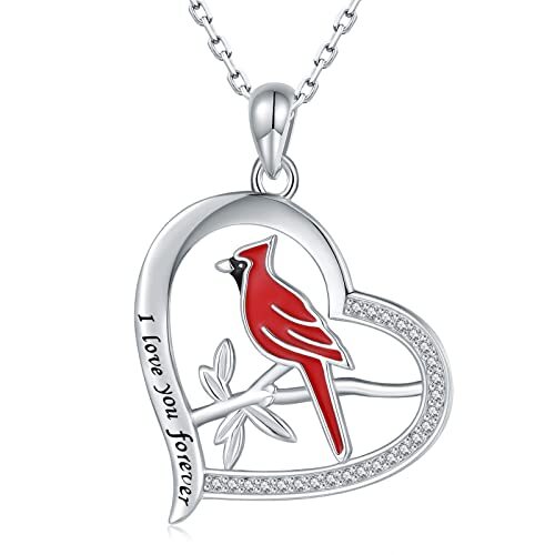 Sterling Silver Red Cardinal Bird Memorial Jewelry Pendant Necklace for ...