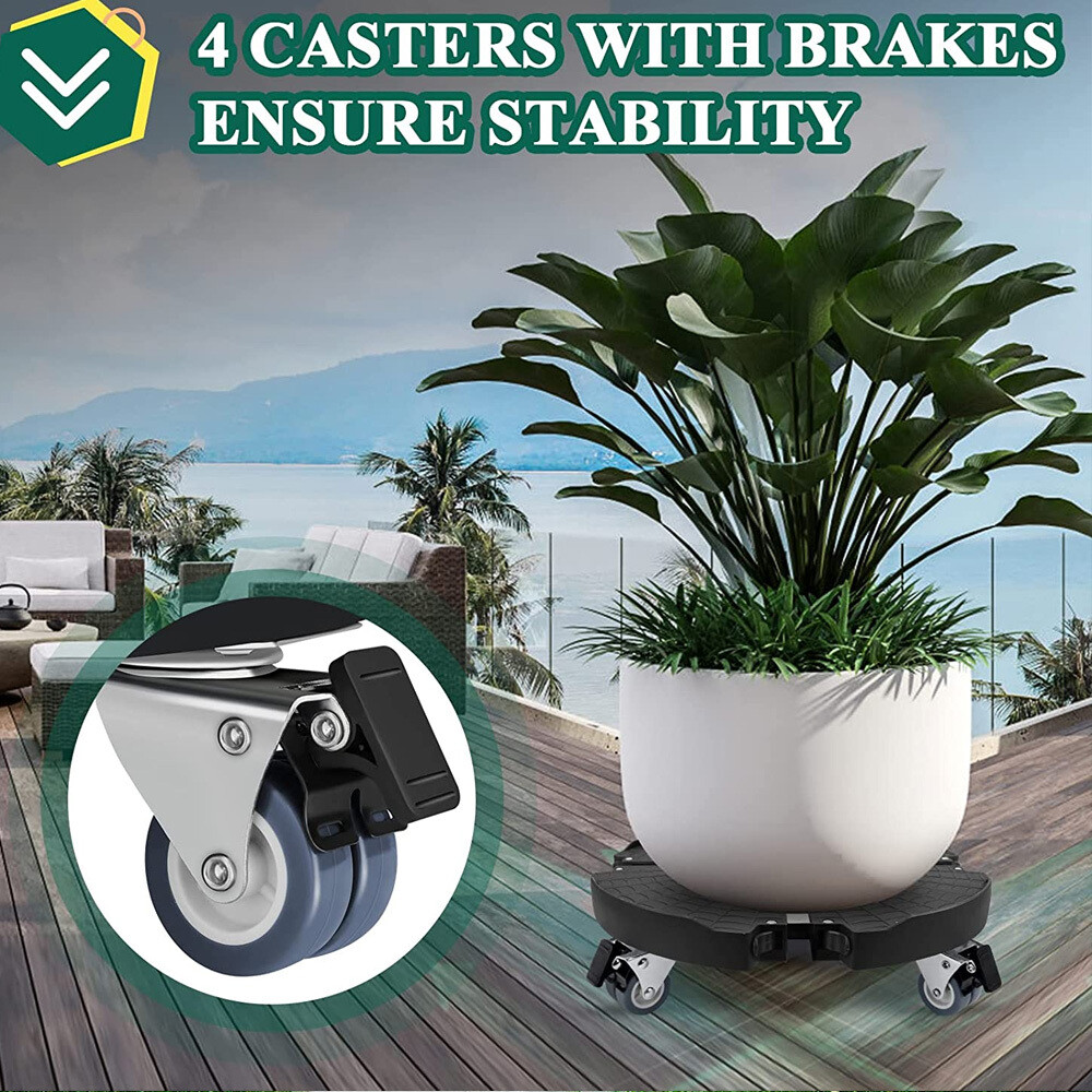 Movable Plant Stand Flower Pot Tray Heavy Duty Rolling With Universal ...
