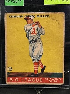 1933 Goudey #59 Edmund Bing Miller Philadelphia Athletics Baseball Card ...
