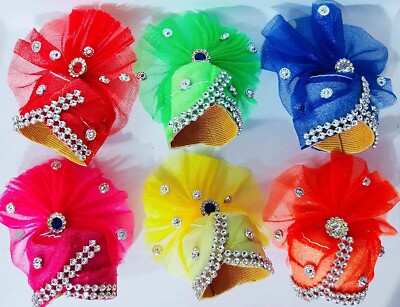 Bal Gopal Krishna Laddu Gopal Pagdi Mukut Set Combo-6 size no. 0 to 3 ...