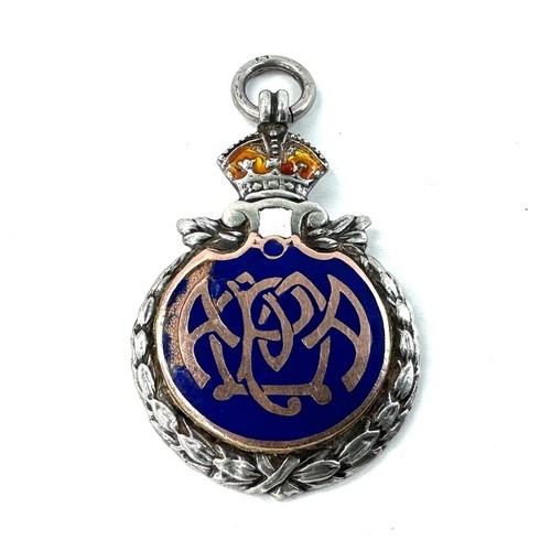 Antique Sterling Silver & 9ct Rose Gold Fob Shield Medallion - 1939 ...