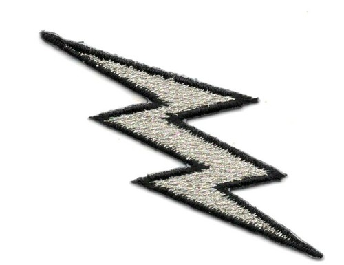 LIGHTNING BOLT SILVER METALLIC Iron on Patch | eBay