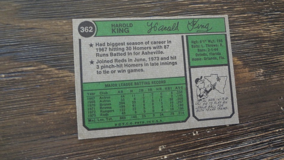 1974 TOPPS# 362 HAL KING BASEBALL CARD | eBay
