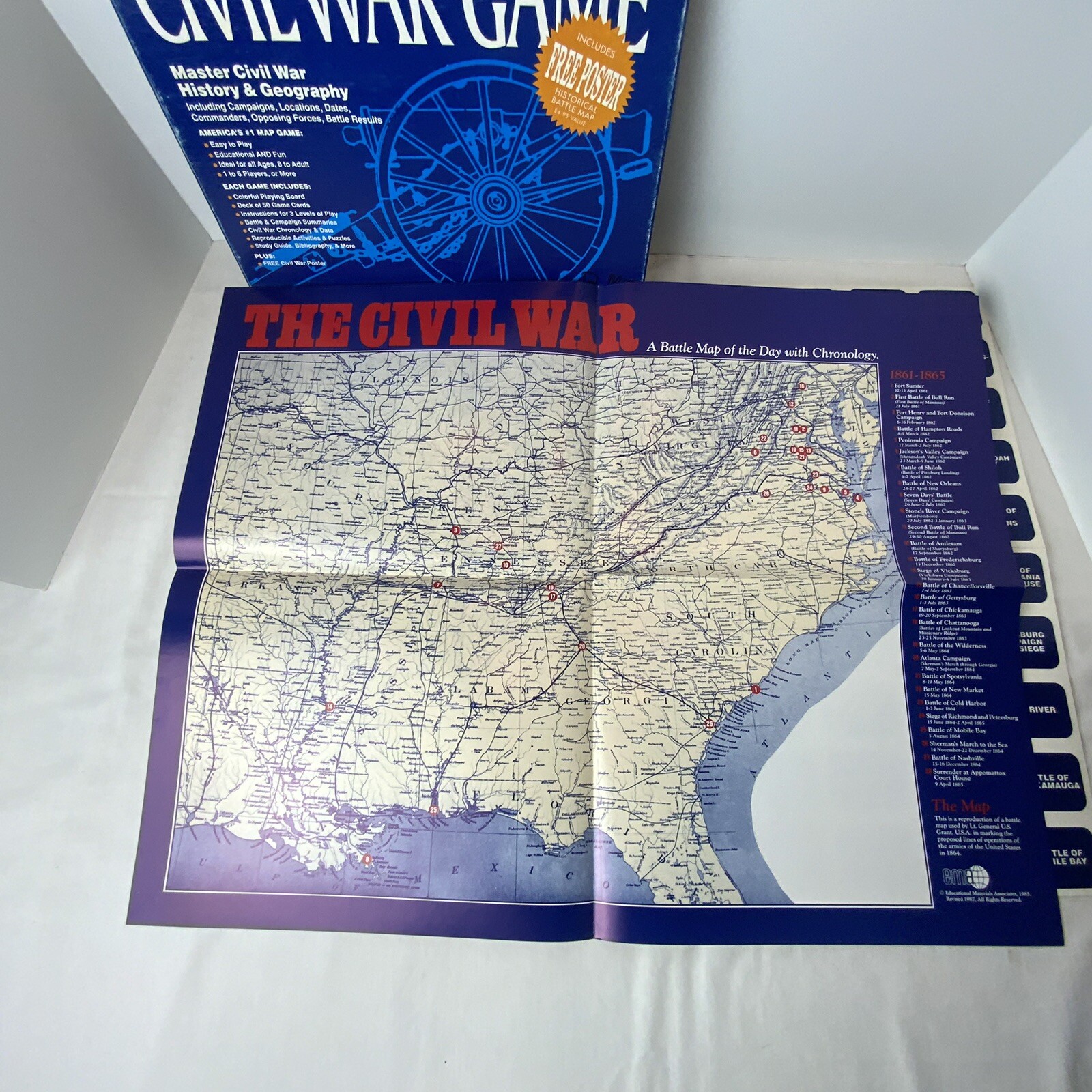 VTG Civil War Game New Deluxe Edition Learning Games & Map Poster ...