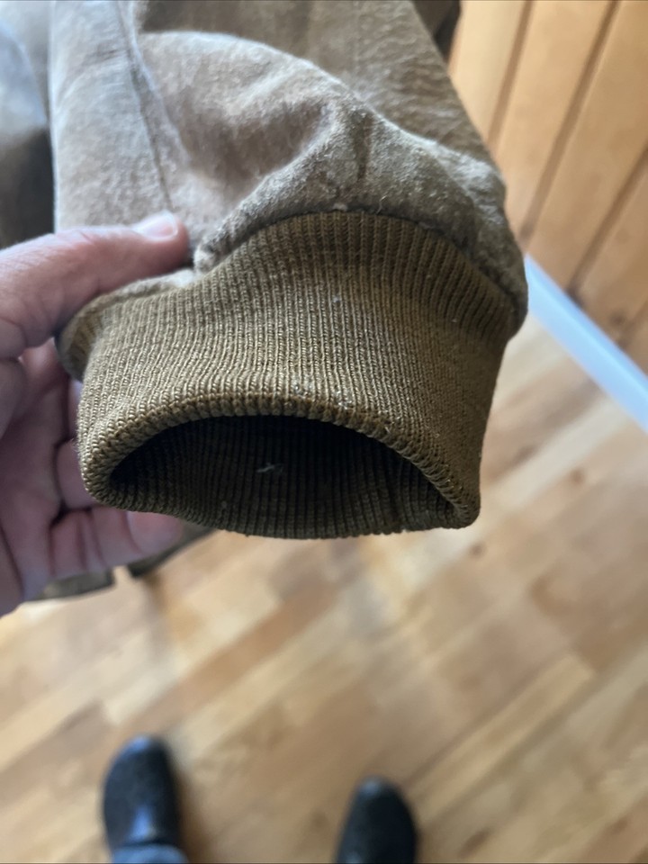 Vintage LL Bean Pig Suede Leather Bomber Jacket Military Style Made USA ...