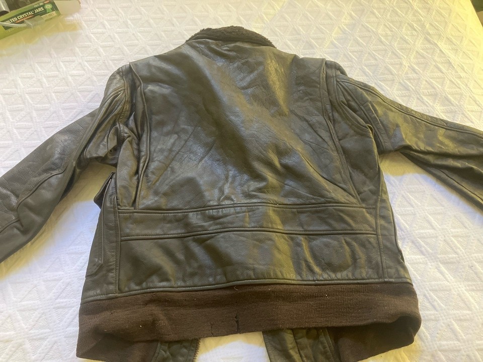 Vintage USN Navy Flight Jacket Type G1 Brill Bros Leather Size 38 Brown ...