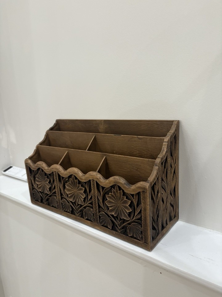 Vintage LERNER Carved Faux Wood Letter Holder Mail Organizer Storage ...