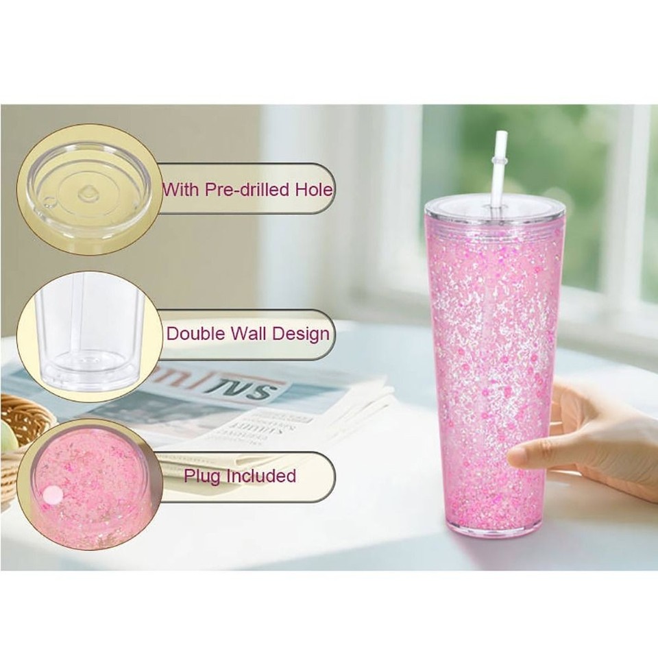 Transparent Snow Globe Cup 24oz Capacity Plastic Clear Cups Drinkware ...