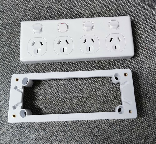 Quad Power Point 4 Socket Outlet Wall Plate Double Gpo Sockets 10A 250V ...