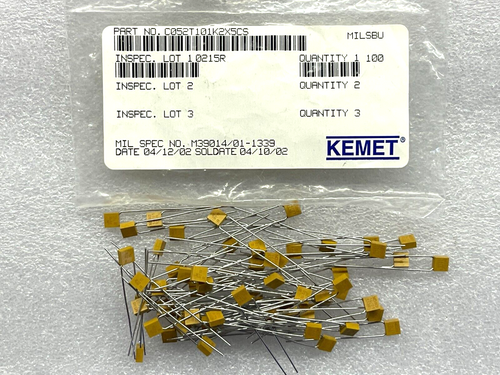 (62 PIECE LOT) M39014/01-1339 C052T101K2X5CS KEMET CAP CER 100PF 200V ...