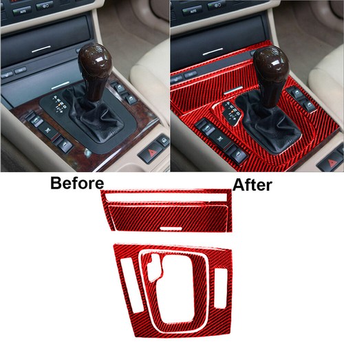4Pcs Red Carbon Fiber Interior Gear Shift Cover Trim For BMW 3 Series ...